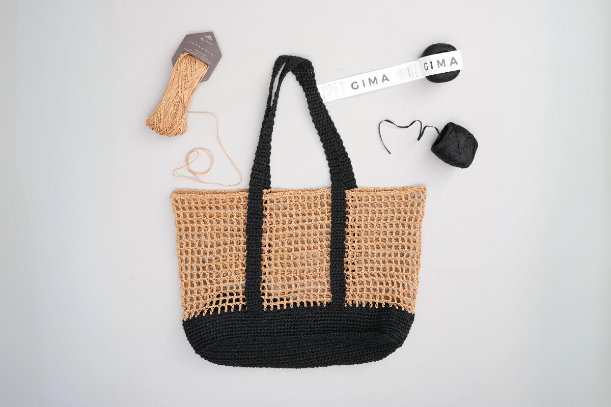 isk-033 日系時尚網格托特包｜超值影音材料包 - 毛線森林｜編織教學網